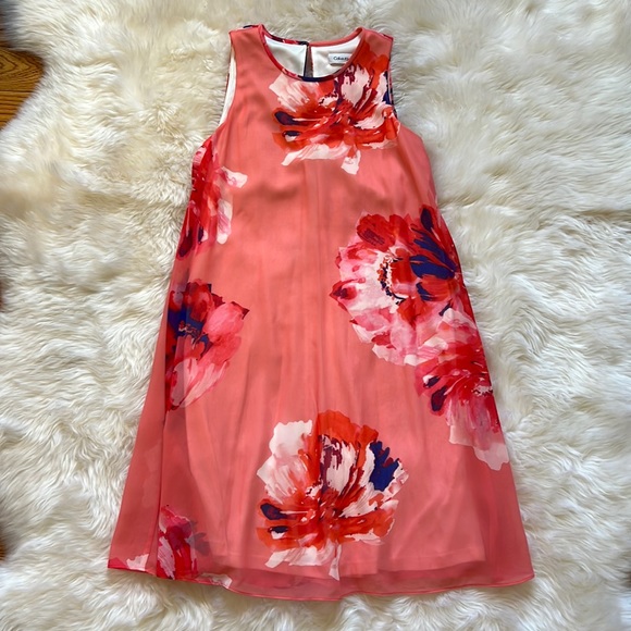 Calvin Klein | Dresses | Calvin Klein Pink Floral Shift Dress | Poshmark